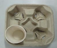 China Coffee Cup Holder Pulp Moulded Products with Good Plasticity / Support Customize for sale