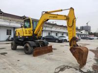 China Used South Korean Hydraulic Mini Mobile Excavator R60W-7 Cheap Price, Secondhand 100% Orginal 6 Ton Wheel Digger Hyundai R60W-7 Hot Sale for sale