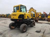 China Used South Korean Hydraulic Mini Mobile Excavator R60W-7 Cheap Price, Secondhand 100% Orginal 6 Ton Wheel Digger Hyundai R60W-7 Hot Sale for sale
