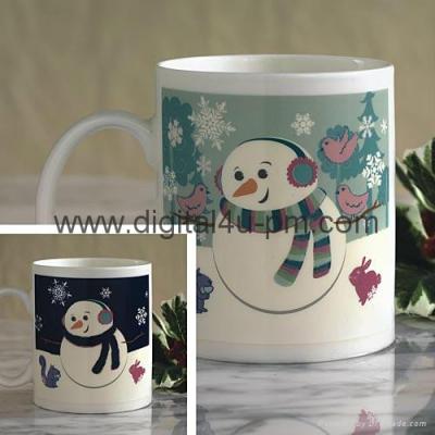 China Christmas Color Changing Mug 11oz Heat Reactive Ceramic Coffee Cup for sale