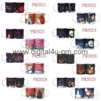 China Christmas Color Changing Mug 11oz Heat Reactive Ceramic Coffee Cup for sale