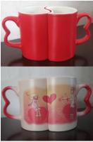 China Sublimation Full Color Changing Lover's Red Mug 11oz Heat Activated for sale