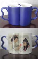 China Full Color Sublimation Changing Lover Blue Mug 11oz Heat Activated for sale