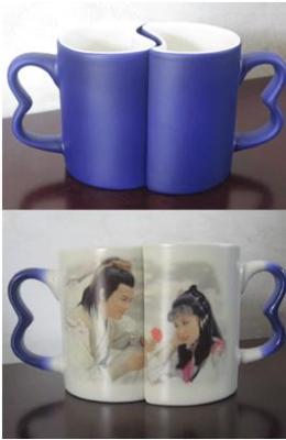 China Full Color Sublimation Changing Lover Blue Mug 11oz Heat Activated for sale