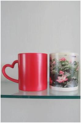 China Sublimation Heart Handle Mug 11oz Full Red Coated for Custom Printing for sale