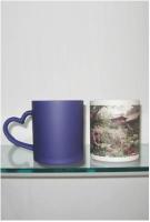 China Sublimation Matting Blue Heart Handle Mug 11oz Customizable Ceramic for sale