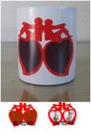 China Sublimation Blank Peach Heart Mug 11oz Ceramic Heat Press Customizable for sale