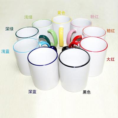 China Sublimation 11oz Border Color Mug 9 Colors Customizable Ceramic Coffee Cup for sale