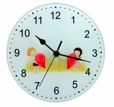 China Custom Sublimation Round Glass Clock 12 Inch Wall Art for Personalized Gifts for sale