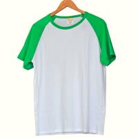 China White and Green Cotton T-Shirt for Men Lightweight Casual Wear for sale