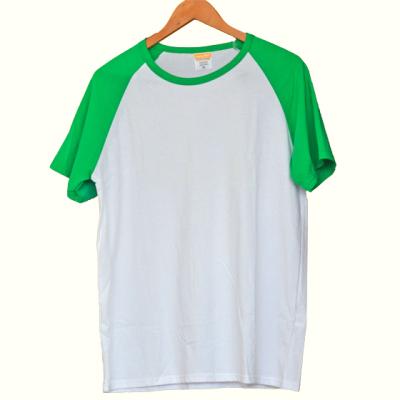 China White and Green Cotton T-Shirt for Men Lightweight Casual Wear for sale