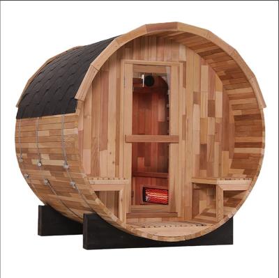 China Outdoor Infrared Barrel Sauna Room with Wooden Handle for sale