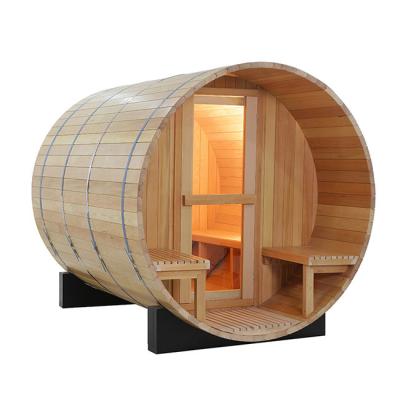 China Heats Up Fast Solid Wood Barrel Outdoor Sauna Room 6 - 8 Person 6000W for sale