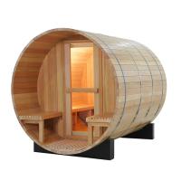 China Heats Up Fast Solid Wood Barrel Outdoor Sauna Room 6 - 8 Person 6000W for sale