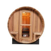 China Canada Red Cedar Wood Outdoor Barrel Sauna Room 180x240cm for sale