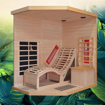 China Solid Wooden Indoor Dry Corner Infrared Sauna Room CE Certificate 1 Person for sale