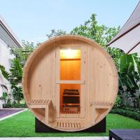 China OEM Pine 2 Person Wood Barrel Sauna 6000W With Electric Stove for sale