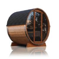 China Red Cedar Dark Glass Outdoor Sauna Room For 6 Person for sale