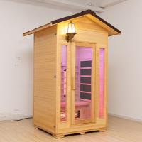 China Solid Wooden 2 Person Outdoor Infrared Dry Sauna With Waterproof Shingles for sale