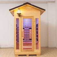 China Solid Wooden 2 Person Outdoor Infrared Dry Sauna With Waterproof Shingles for sale