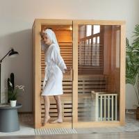 China Wooden 3 People Use Indoor Steam Sauna Room With Electric Stove for sale