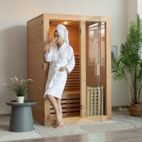 China OEM Indoor 2 People Size Wooden Steam Sauna Room With 3KW Stove for sale