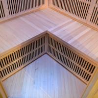 China Corner Design Home 3 - 4 Person Wooden Indoor Far Infrared Sauna With Low EMF for sale