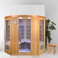 China Corner Design Home 3 - 4 Person Wooden Indoor Far Infrared Sauna With Low EMF for sale