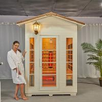 China Outdoor Infrared Combined Sauna Steam Room Solid Wood With Waterproof Roof for sale