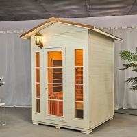 China Outdoor Infrared Combined Sauna Steam Room Solid Wood With Waterproof Roof for sale
