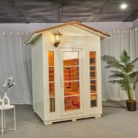 China Outdoor Infrared Combined Sauna Steam Room Solid Wood With Waterproof Roof for sale