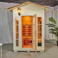 China Outdoor Infrared Combined Sauna Steam Room Solid Wood With Waterproof Roof for sale
