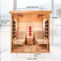China Low EMF 2 Person Indoor Wooden Infrared Sauna Room With Lay Down Chair for sale