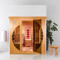 China Low EMF 2 Person Indoor Wooden Infrared Sauna Room With Lay Down Chair for sale