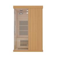 China 2 Person Wood Precut Far Infrared Sauna With Transparent Tempered Glass Door for sale