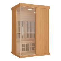 China 2 Person Wood Precut Far Infrared Sauna With Transparent Tempered Glass Door for sale