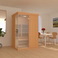 China 2 Person Wood Precut Far Infrared Sauna With Transparent Tempered Glass Door for sale