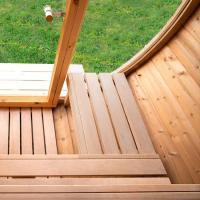 China OEM Solid Wood Outdoor Traditional Steam Barrel Sauna For 6 Person for sale