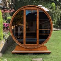 China OEM Solid Wood Outdoor Traditional Steam Barrel Sauna For 6 Person for sale
