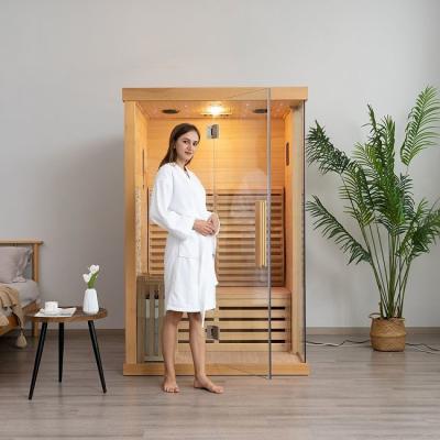 China OEM Solid Wood Indoor Wet Steam Traditional Sauna For Home 2 Person Size for sale