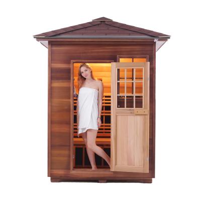 China 2 - 3 Person Carbon Panel Outdoor Dry Sauna Room House Shape for sale