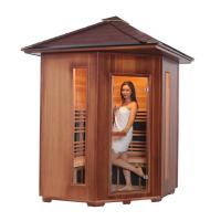 China Hemlock Red Cedar Wooden 4 Person Outdoor Garden Sauna Infrared for sale