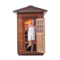 China Red Cedar Hemlock Corner Wooden Outdoor Infrared Dry Sauna For 2 Person for sale