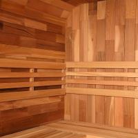 China Adjustable Ventilation Cedar Outdoor Sauna With Bluetooth Music System / Full Glass Door for sale