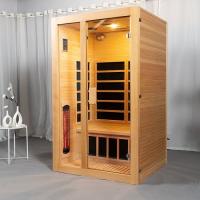 China Low EMF 2 Person Indoor Wooden Full Spectrum Home Sauna Room In Hemlock for sale