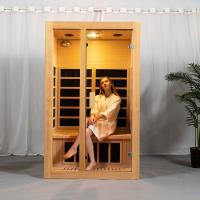 China Low EMF 2 Person Indoor Wooden Full Spectrum Home Sauna Room In Hemlock for sale