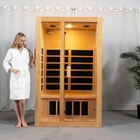 China Low EMF 2 Person Indoor Wooden Full Spectrum Home Sauna Room In Hemlock for sale