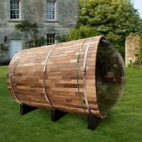 China Clear Red Cedar Wood Electric Heater Wet Steam Panoramic View Sauna Outdoor for sale