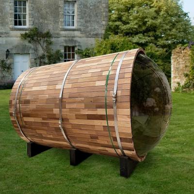 China Clear Red Cedar Wood Electric Heater Wet Steam Panoramic View Sauna Outdoor for sale