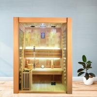 China 3 Person Size Indoor Hemlock Wood Steam Sauna Room With Electric Heater for sale